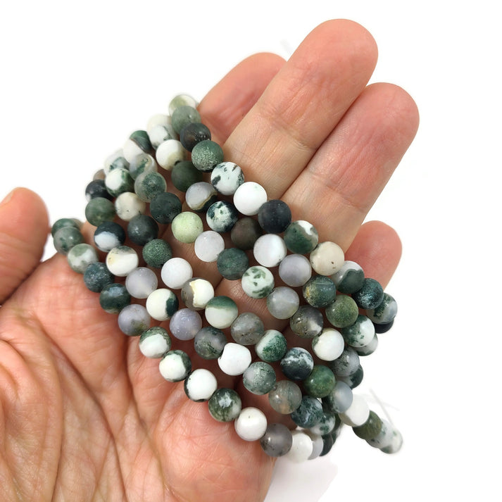 Natural Tree Agate Round Frosted Beads Strands 6 or 8mm