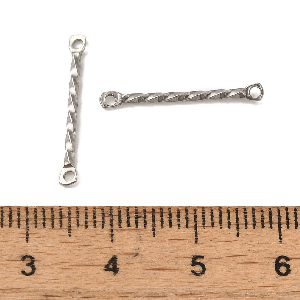Stainless steel twisted bar link connectors, Jewelry making parts