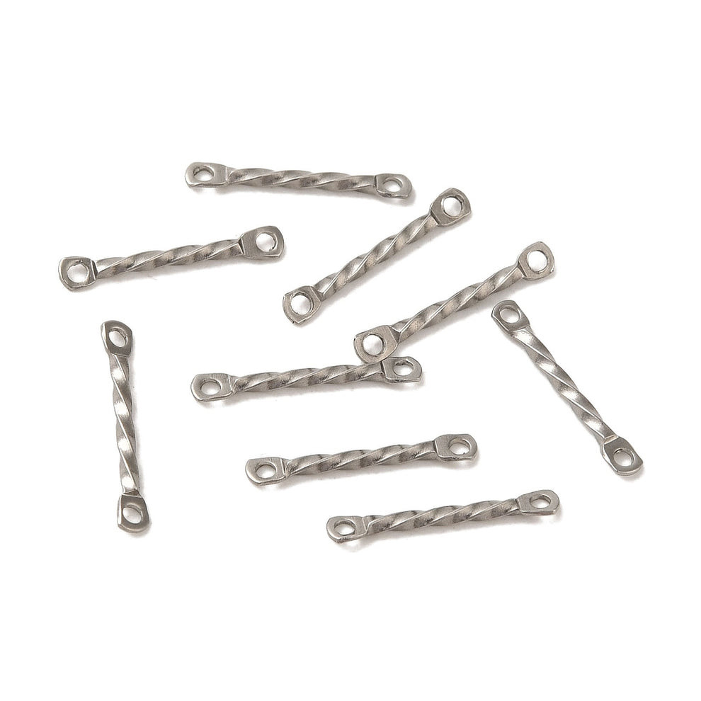 Stainless steel twisted bar link connectors, Jewelry making parts