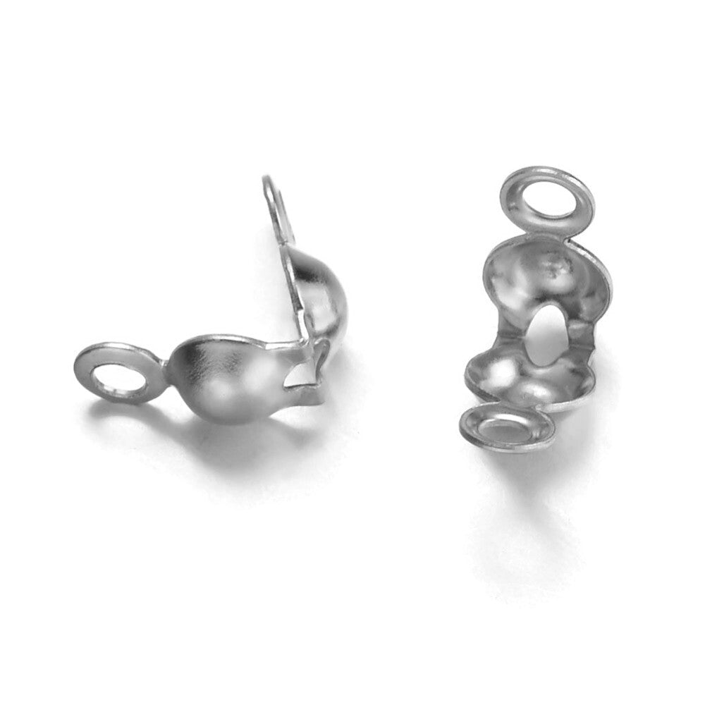 Surgical Steel Clamshell Knot Covers, Tarnish-free Bead Tips