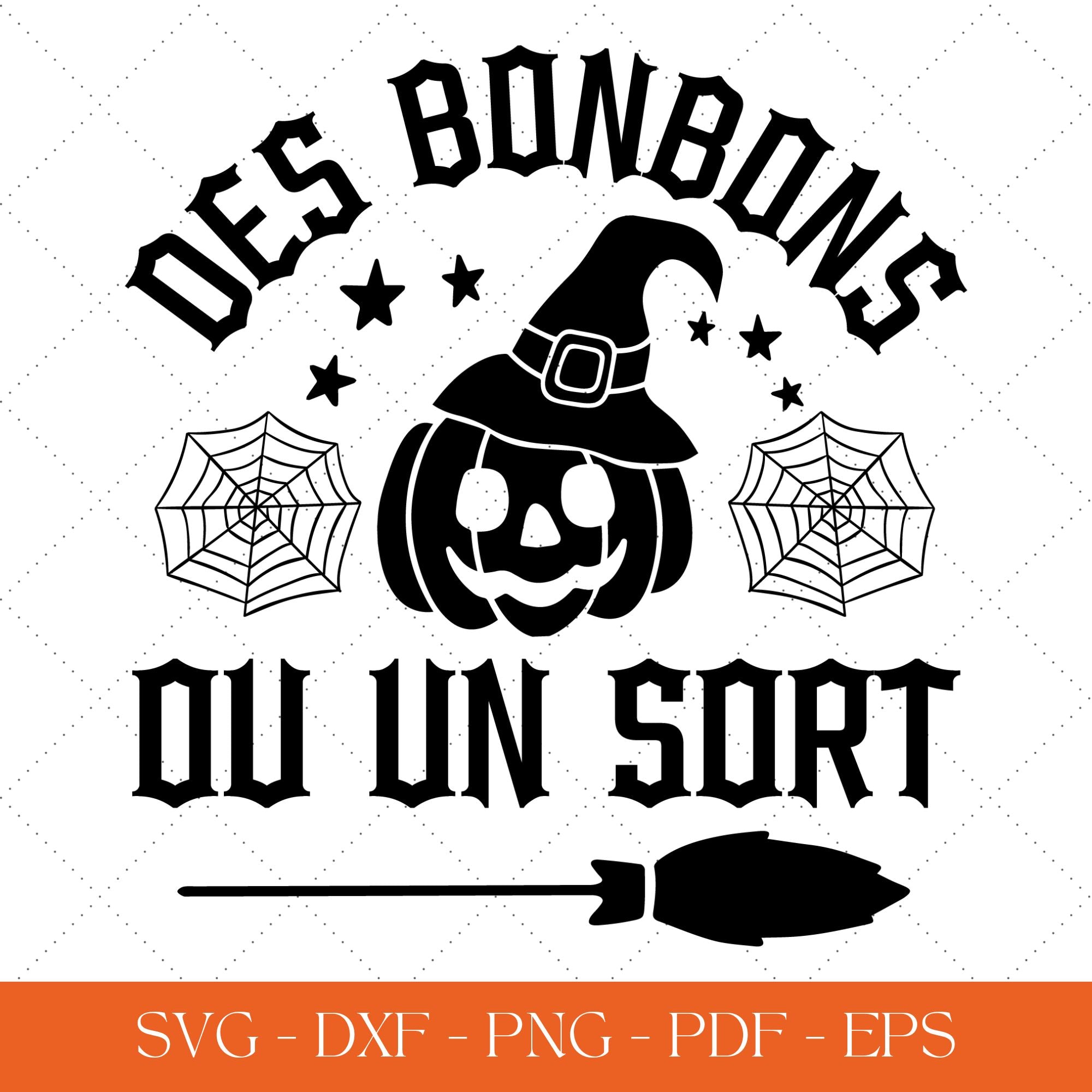 Des bonbons ou un sort. Fichier de découpe SVG, DXF, PNG Halloween