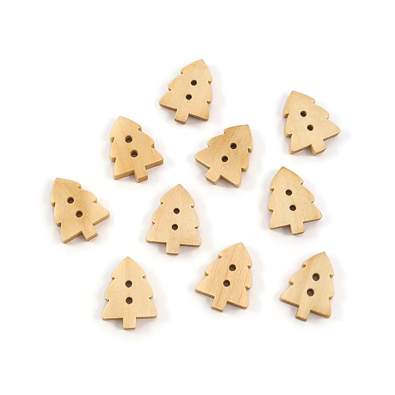 Wooden Pine Tree‑Shaped buttons, Cute natural craft supplies