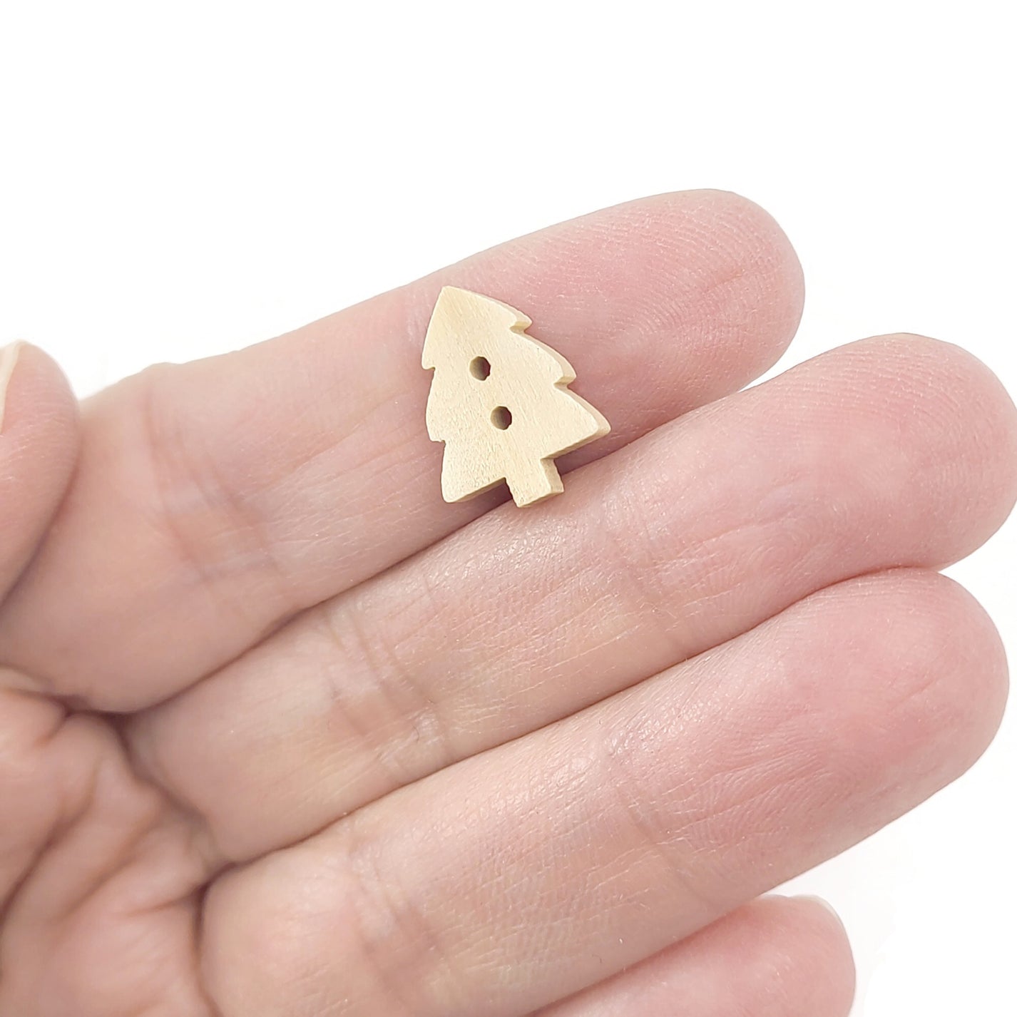 Wooden Pine Tree‑Shaped buttons, Cute natural craft supplies