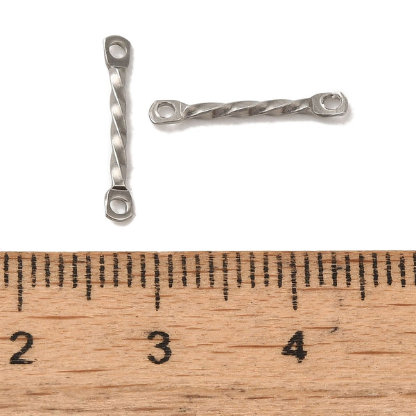 Stainless steel twisted bar link connectors, Jewelry making parts