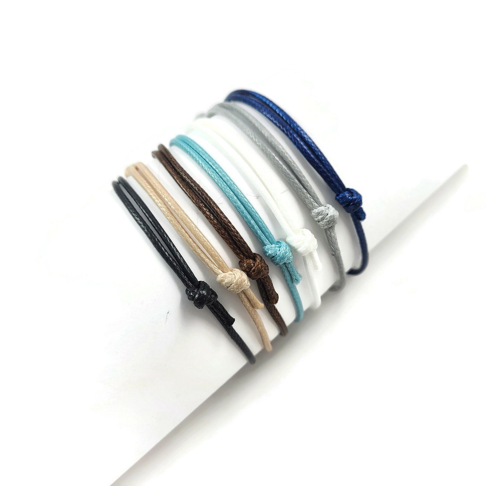 Adjustable waxed cord bracelet, Stackable bracelet set, Jewelry making