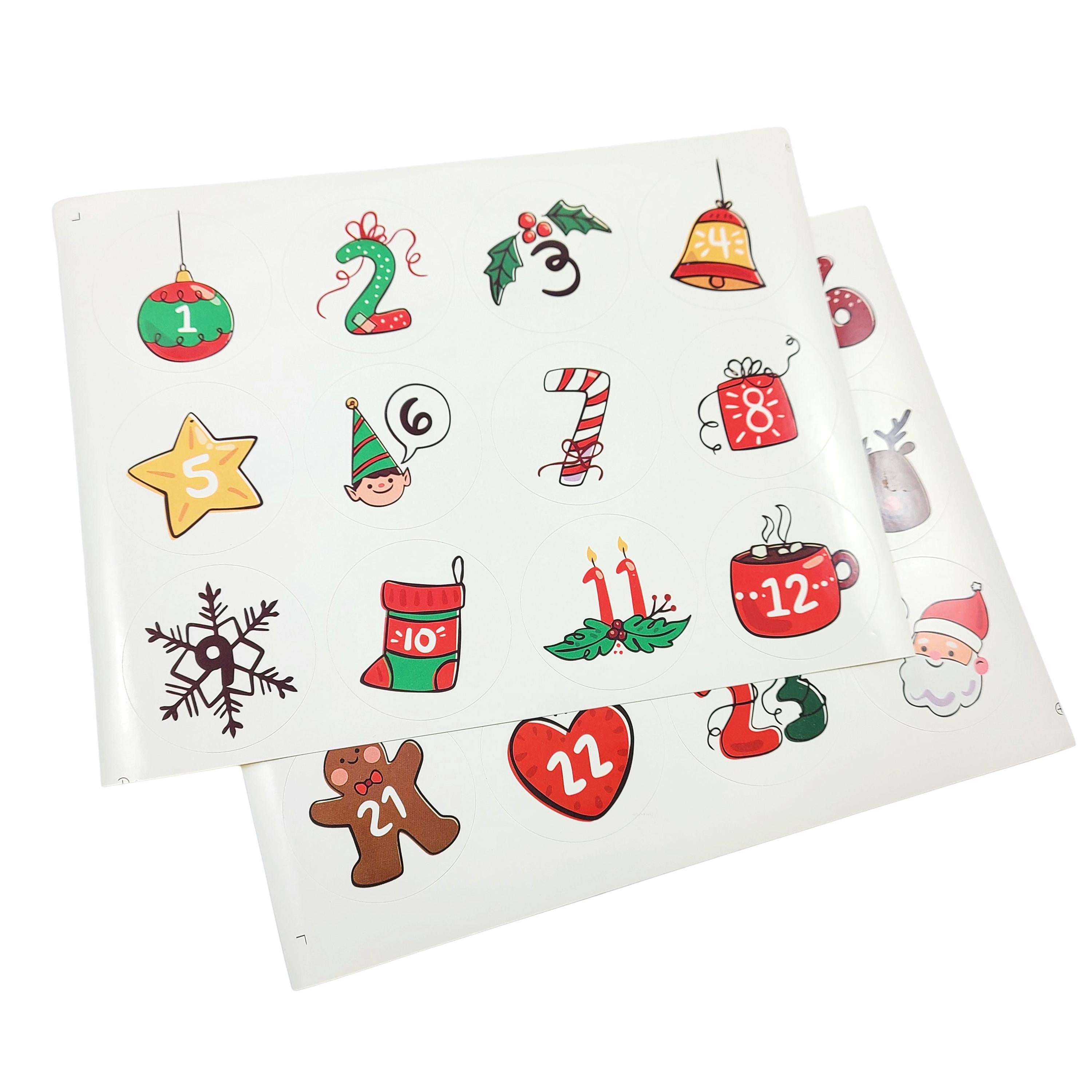 Fun Christmas Advent Calendar Stickers, DIY Holiday December Countdown ...