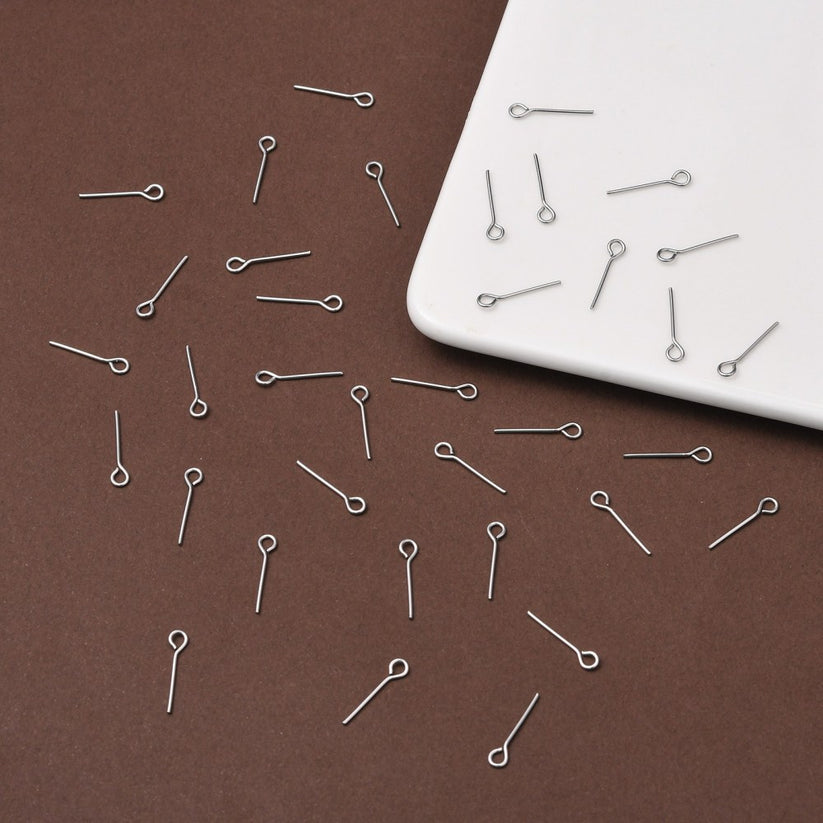 Stainless steel eye pins, 21 gauge, Hypoallergenic jewelry findings