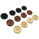 Wooden sewing buttons 25mm - set of 6 natural wood button in black, br