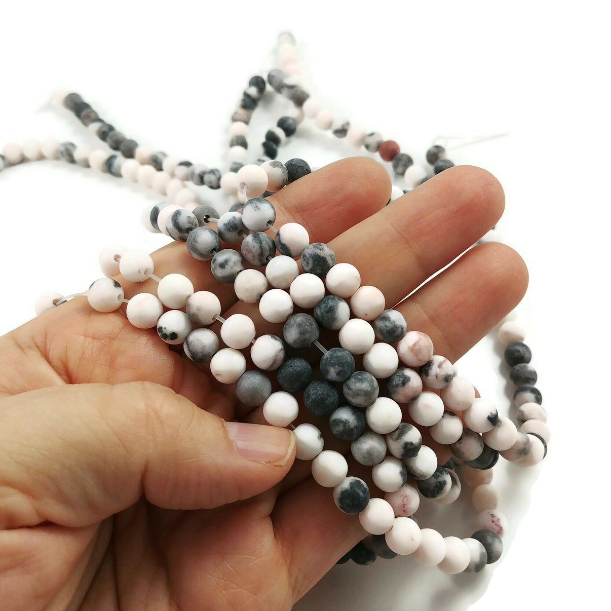Natural Pink Zebra Jasper Frosted Stone Beads Strands 4, 6 or 8mm Roun