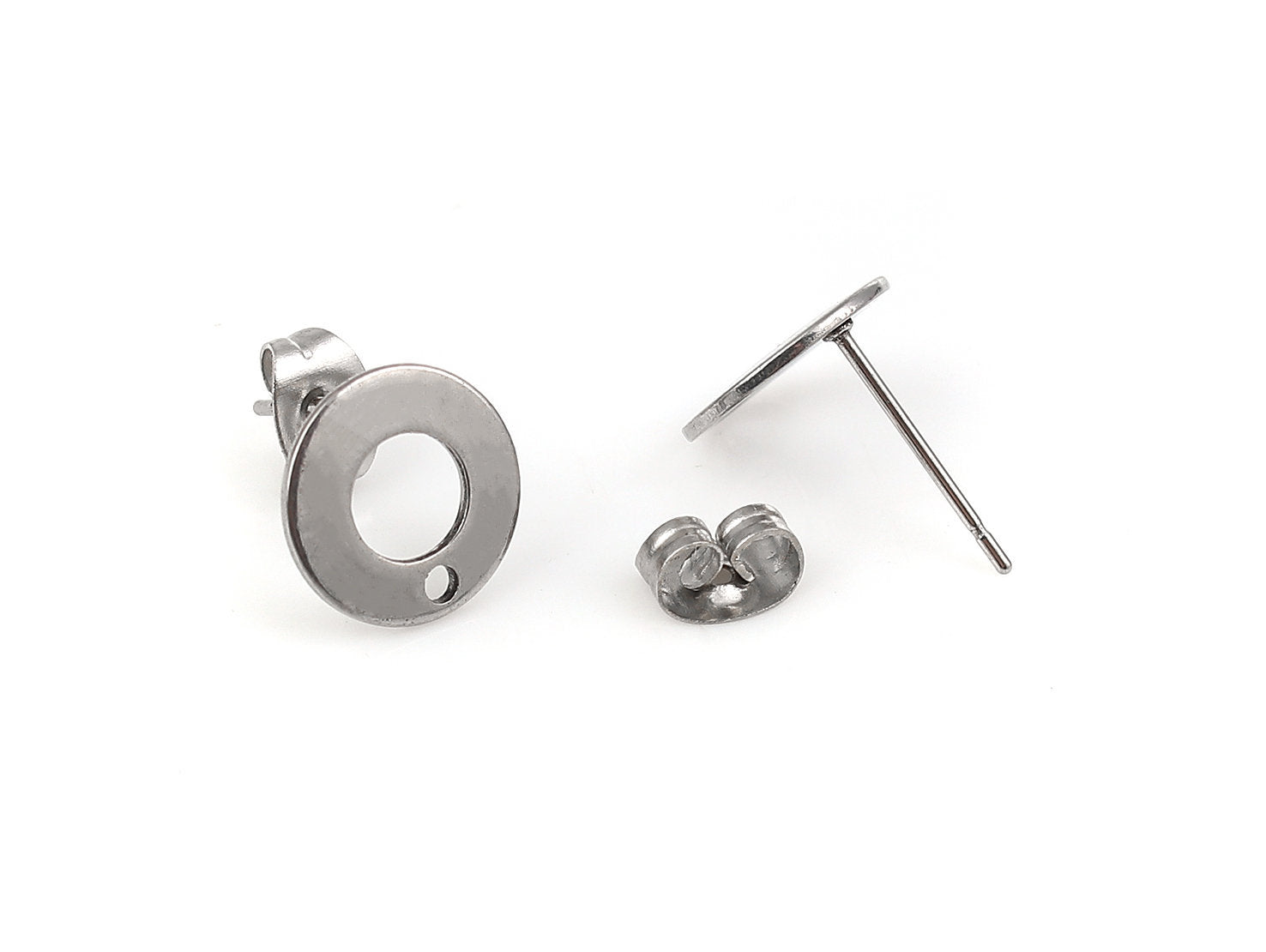 Stainless steel earring post 10mm ring, Rose gold, gold, silver, black