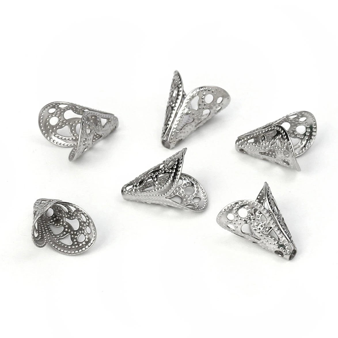 Cone bead caps, hypoallergenic sturgical steel beadcaps, tarnish free