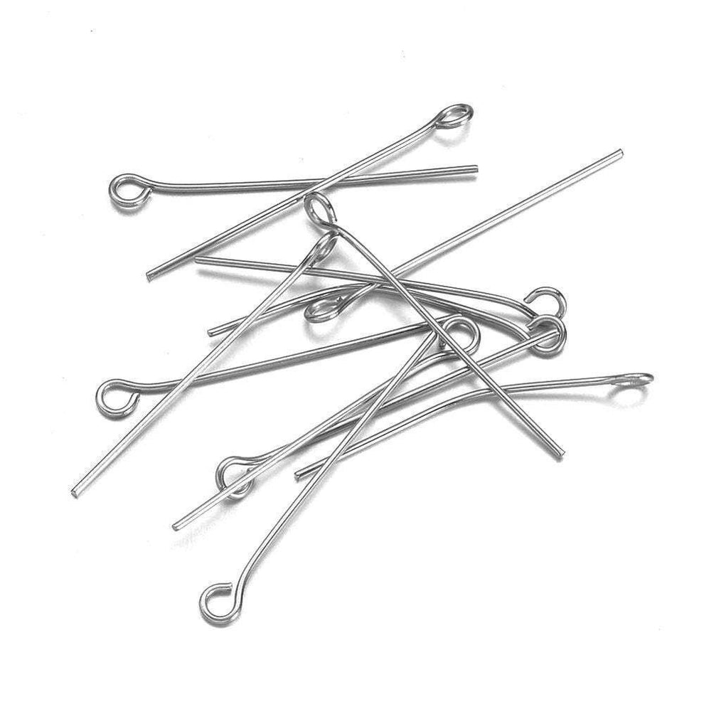 Stainless steel eye pins, 21 gauge, Hypoallergenic jewelry findings
