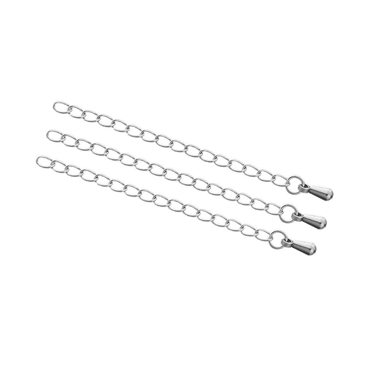 5 Stainless steel extension jewelry chains - Tail extender 60mm with c