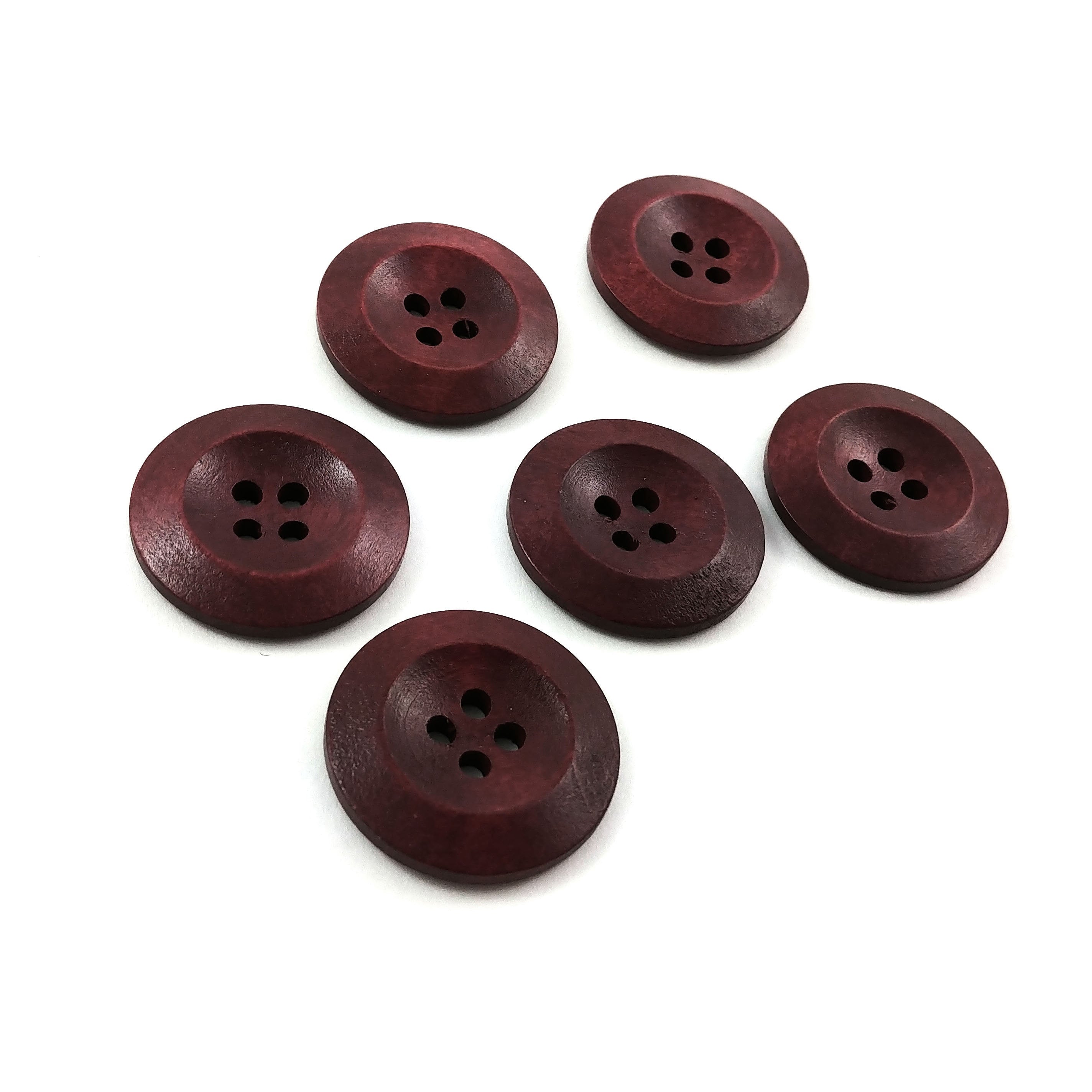 Wooden Sewing Buttons 28mm - set of 6 natural wood button - 6 colors a