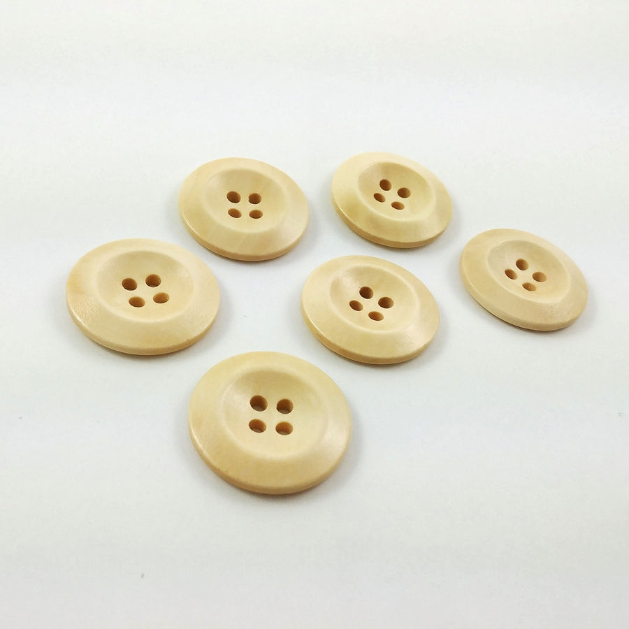 Wooden Sewing Buttons 28mm - set of 6 natural wood button - 6 colors a