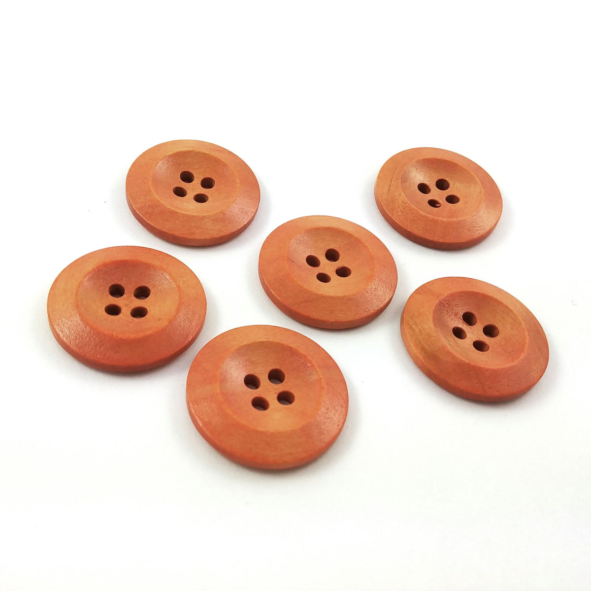 Wooden Sewing Buttons 28mm - set of 6 natural wood button - 6 colors a