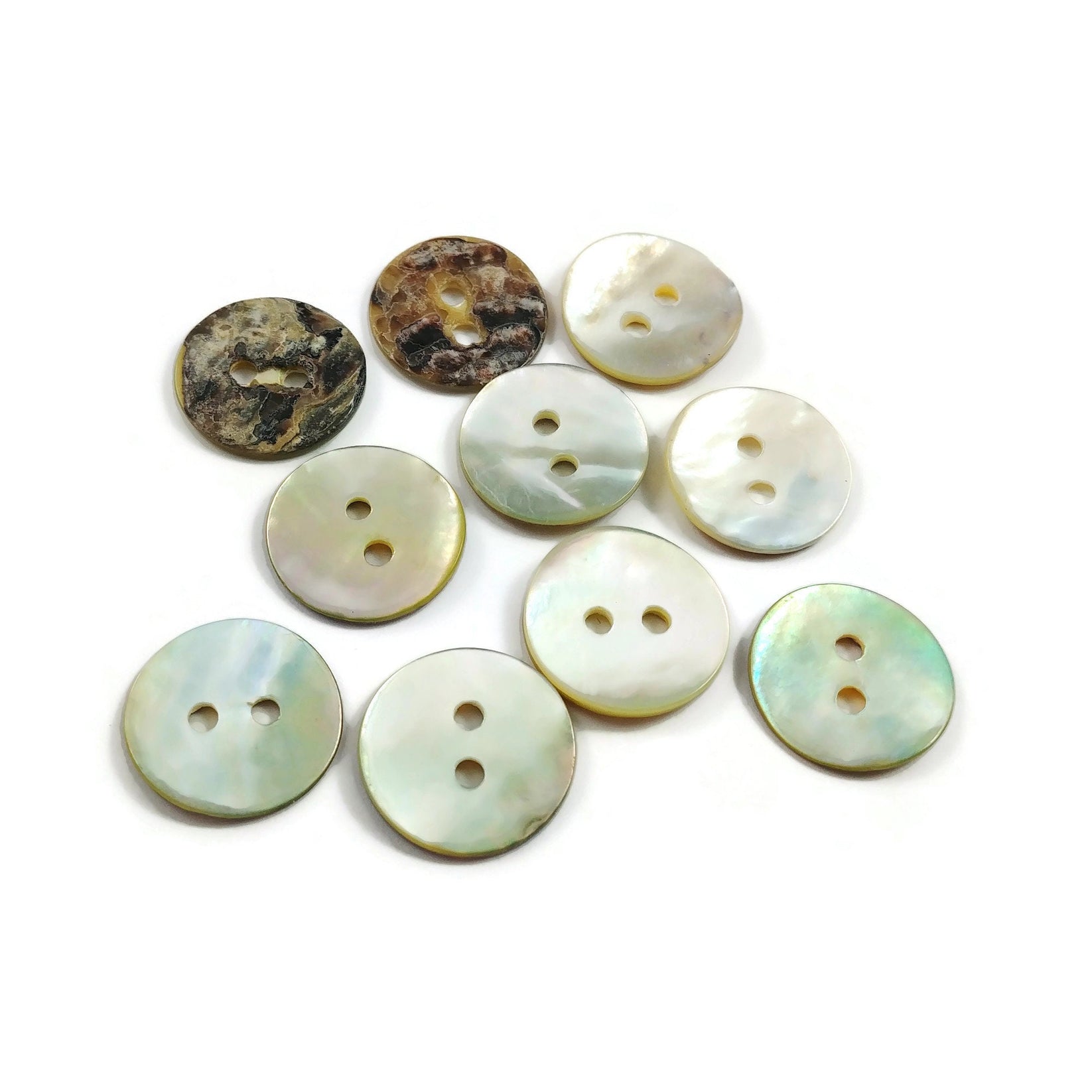 Natural agoya shell buttons, 6 sizes available, Raw pearl sewing butto