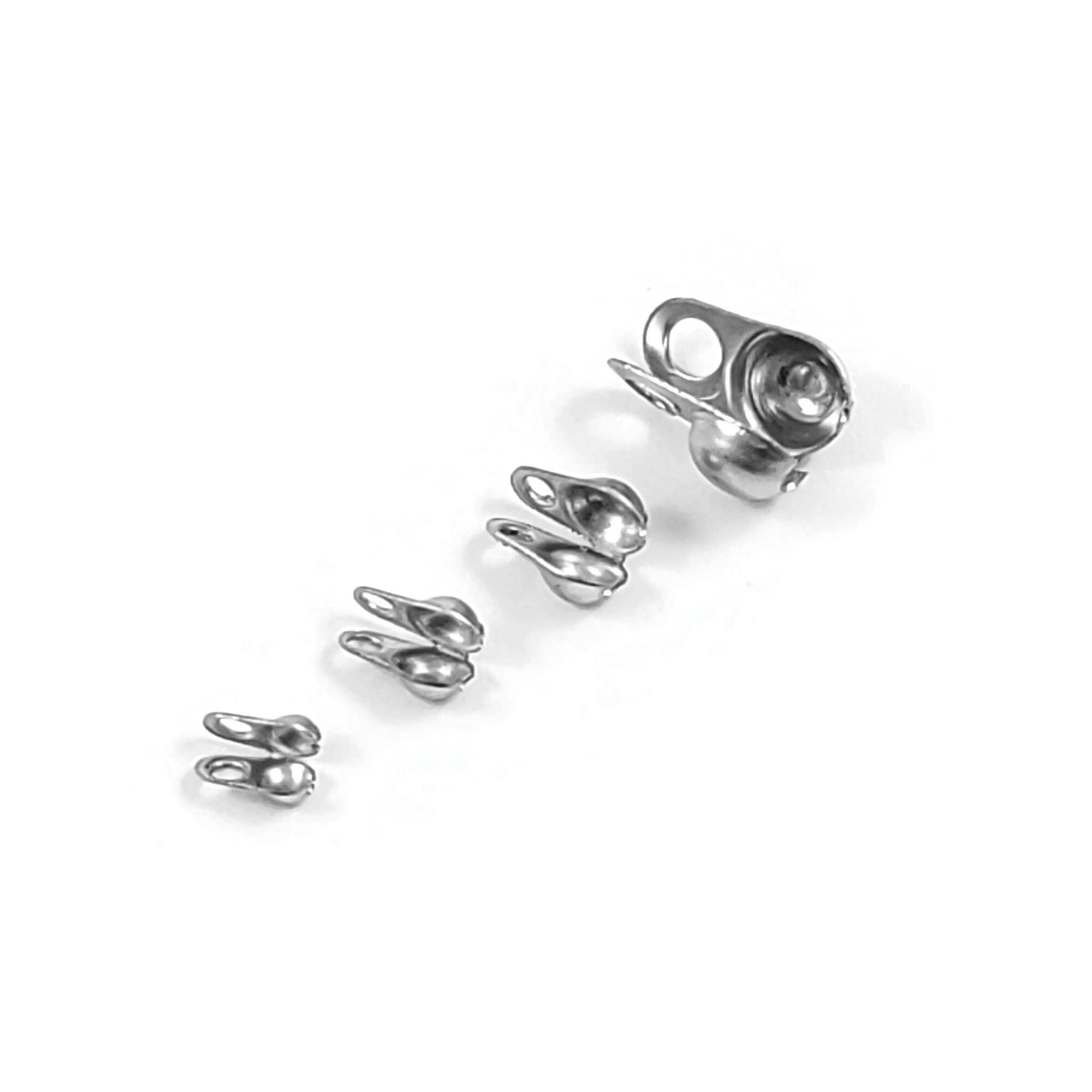 Stainless steel bead tips, knot covers, Clamshell crimp cover ends