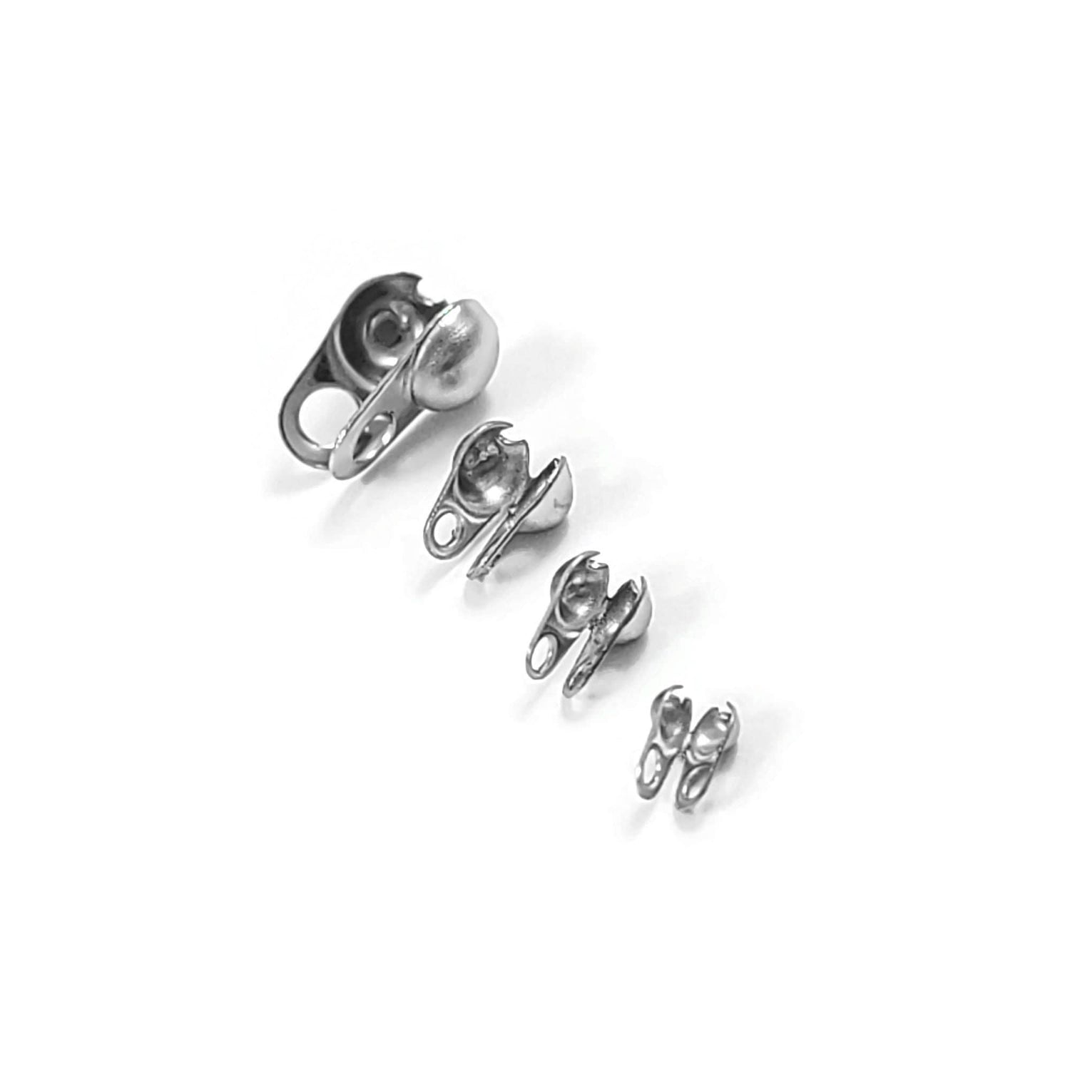 Stainless steel bead tips, knot covers, Clamshell crimp cover ends
