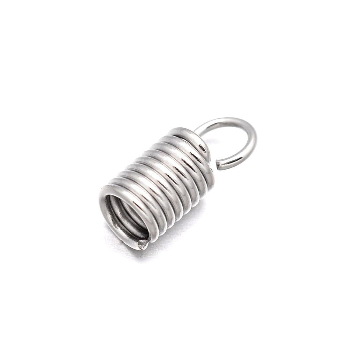 20 Silver Cord Ends - Stainless steel spring coil ends, 11x4.5mm